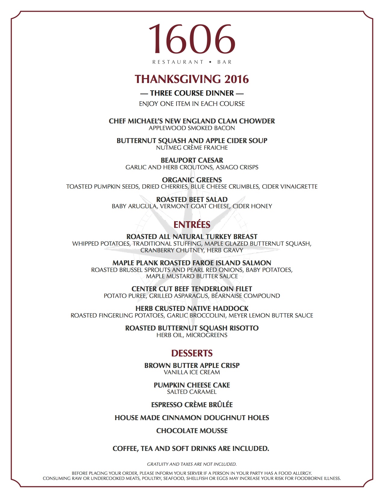 Beauport Hotel Thanksgiving Menus | capeanneats