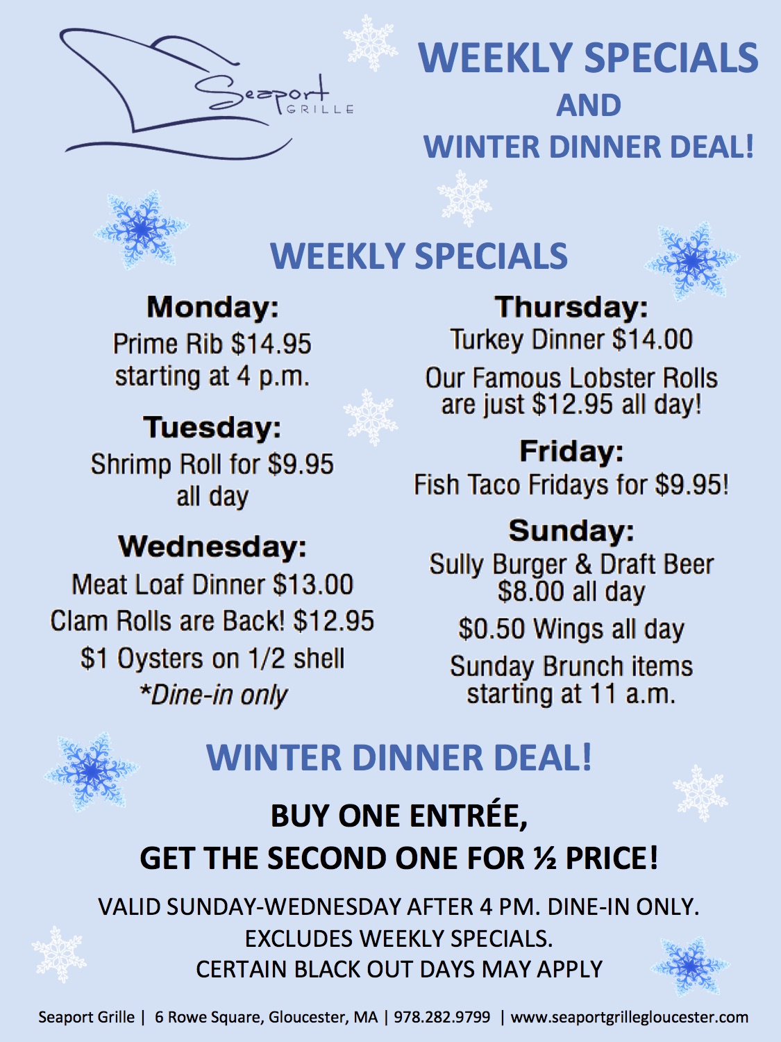 Seaport Grille Weekly Specials and New Dinner Deal! | capeanneats
