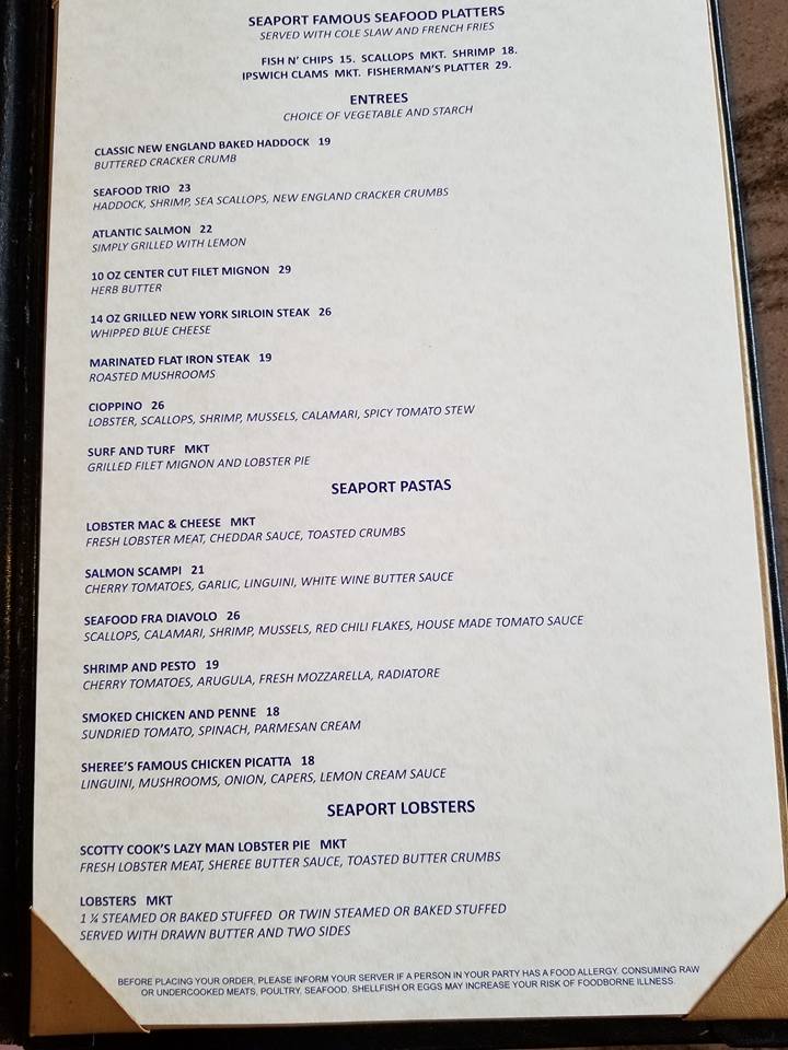 Seaport Grill -Check Out Our New Menu! | capeanneats